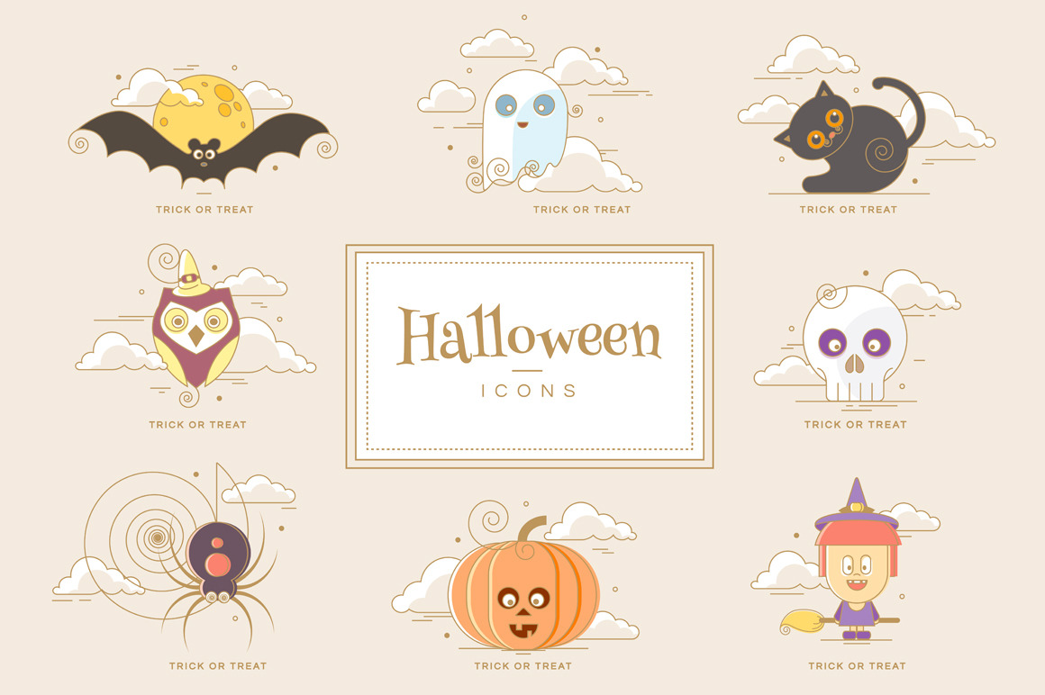 Adorable Halloween characters, an Outline Icon by Polar Vectors
