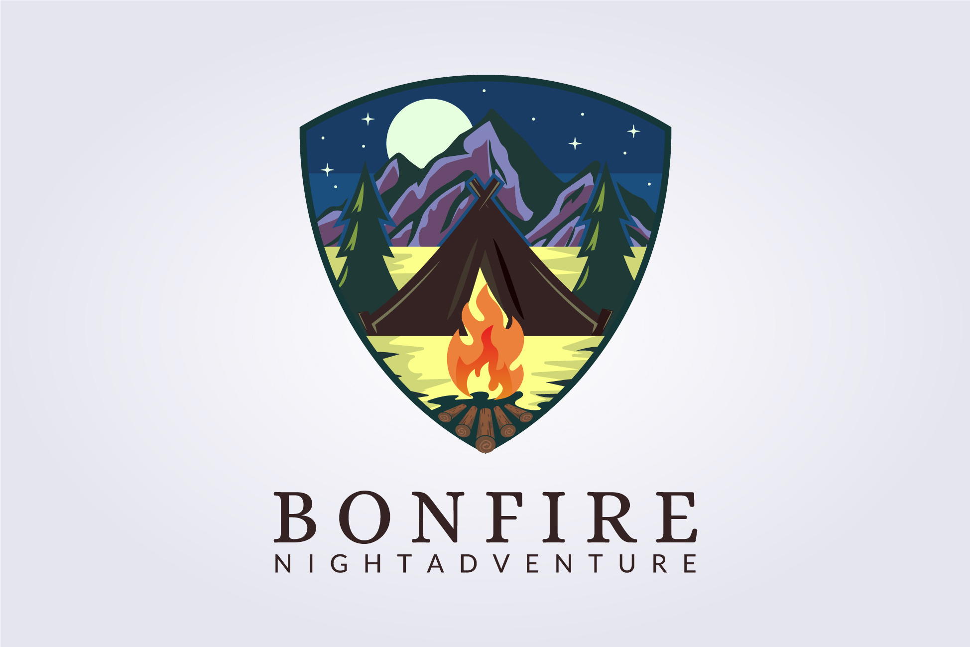 night adventure camp bonfire logo, a Branding & Logo Template by ...