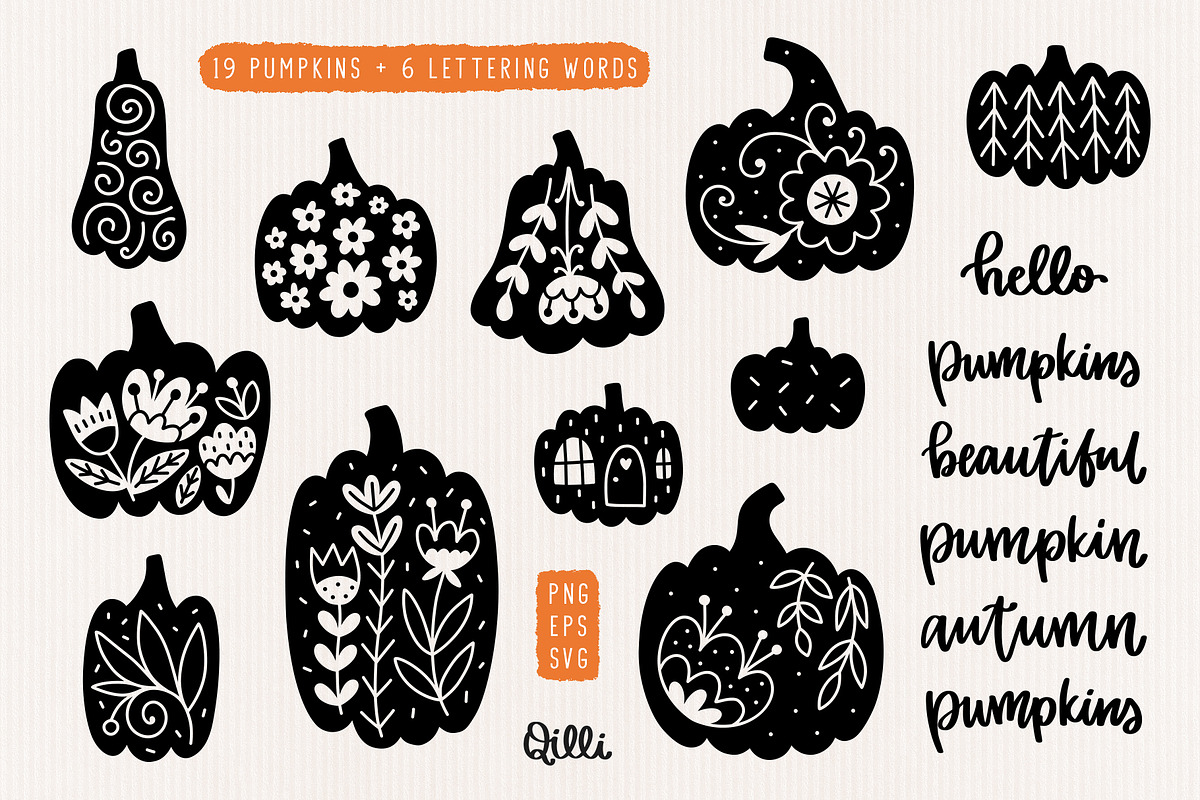 Decorative Pumpkin Clipart, SVG, EPS, a Decorative Illustration by ...