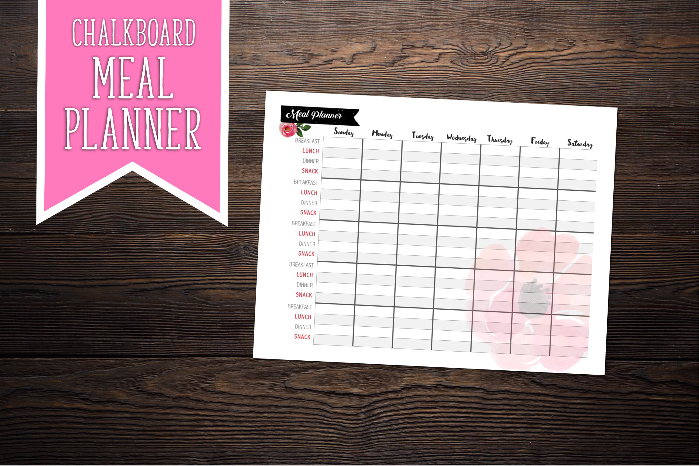 Chalkboard Meal Planner, a Stationery Template by Genesis Printables