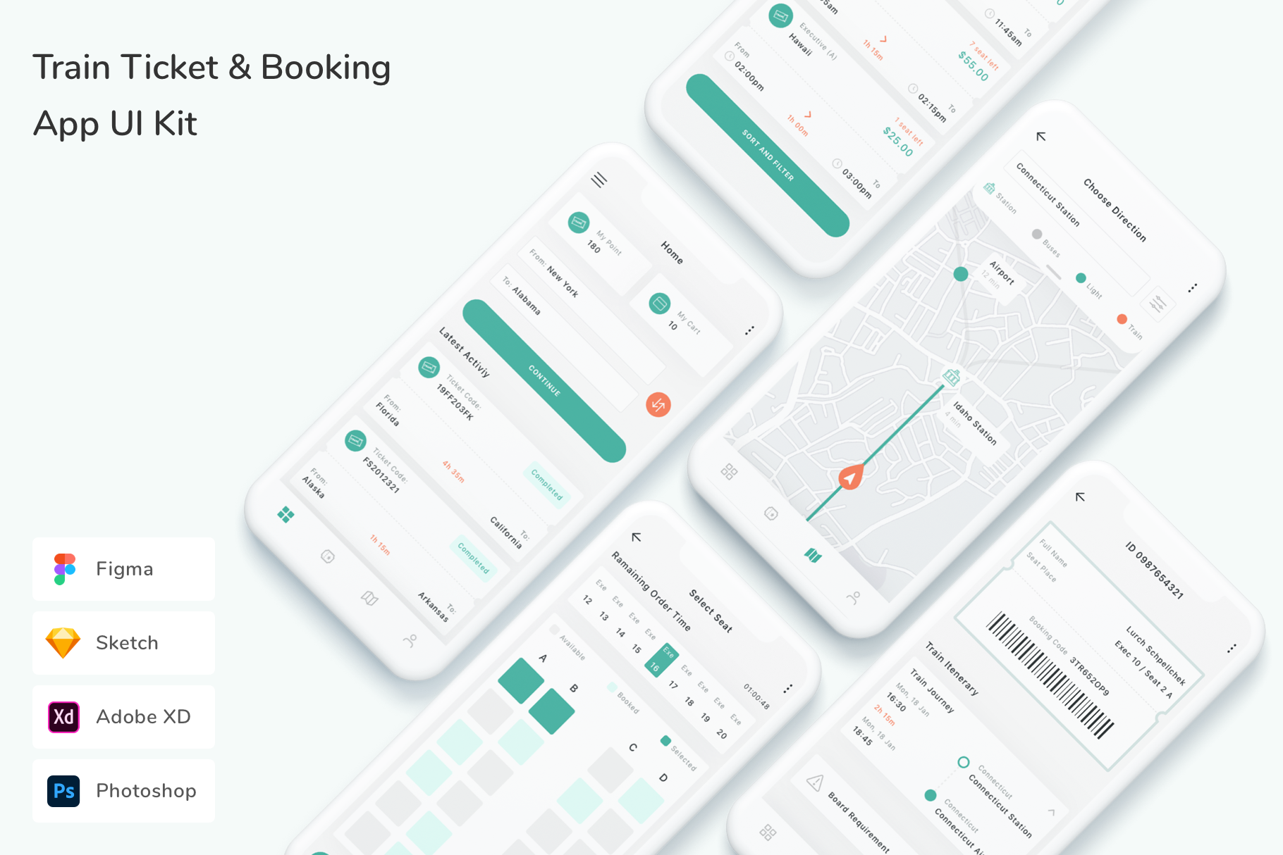 Train Ticket & Booking App UI Kit, an UI Kit Template by Betush