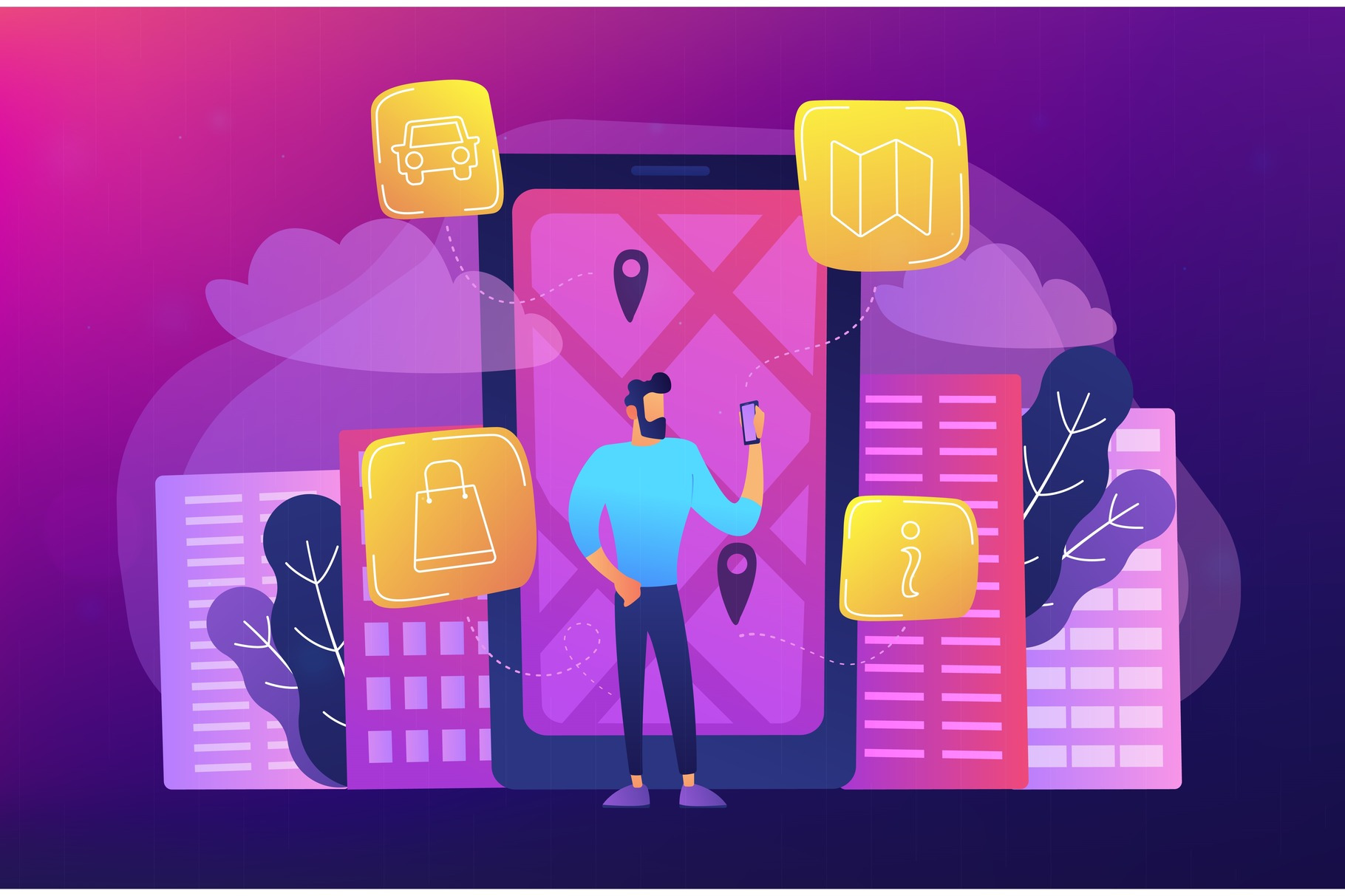 Digital city guide and smart city | Technology Illustrations ~ Creative ...