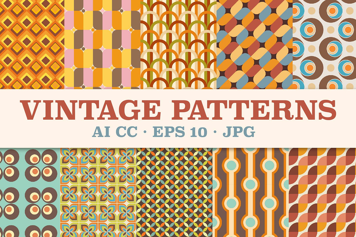 10 Funky Vintage Patterns, a Pattern Graphic by Minkina | Creative Market