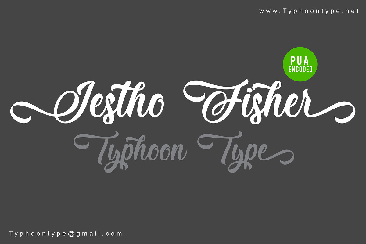 Jestho Fisher font, a Script Font by TyphoonType™ S. Srisopha