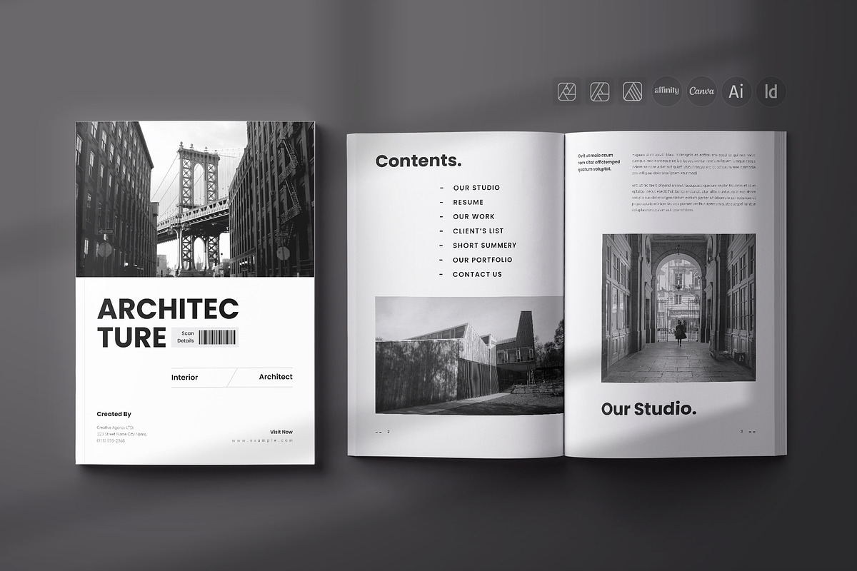 Architecture Portfolio Template, a Brochure Template by Spark_Creative