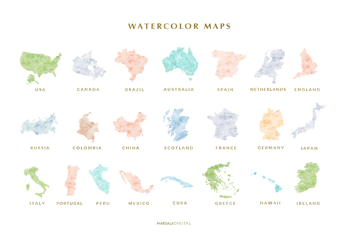 Watercolor Map Creator Wedding, an Illustration by Kaya Fonts