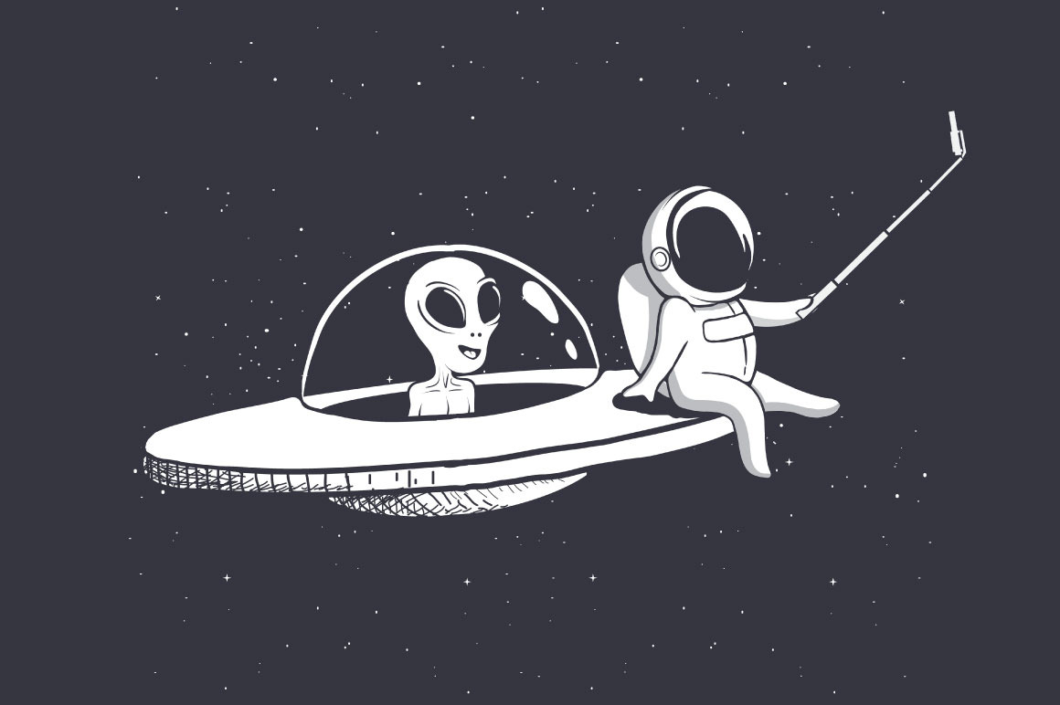 Selfie of astronaut and alien, a Person Illustration by Galacticus ...