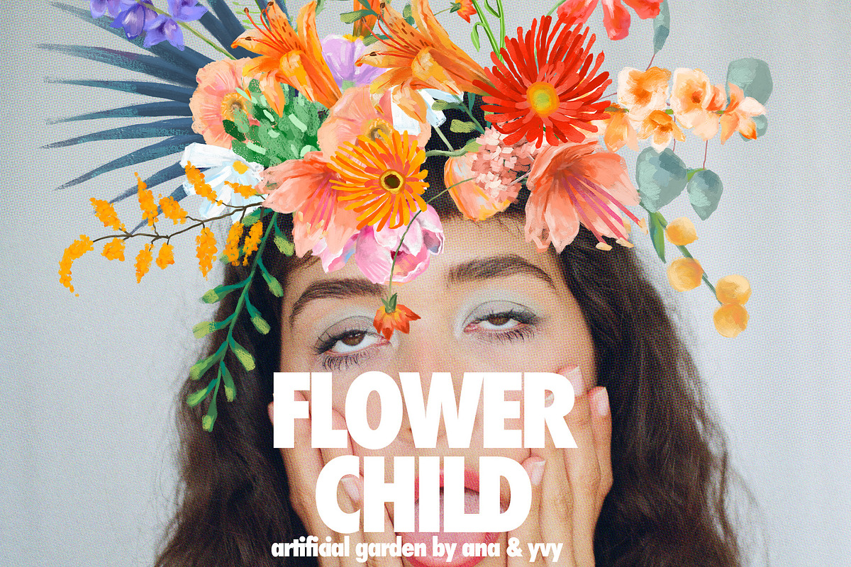thick paint meadow flower bouquet, a Decorative Illustration by ana & yvy