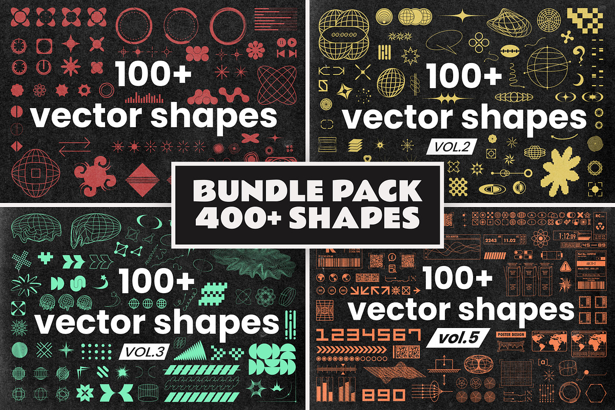 BUNDLE PACK: 400+ VECTOR SHAPES | Creative Market