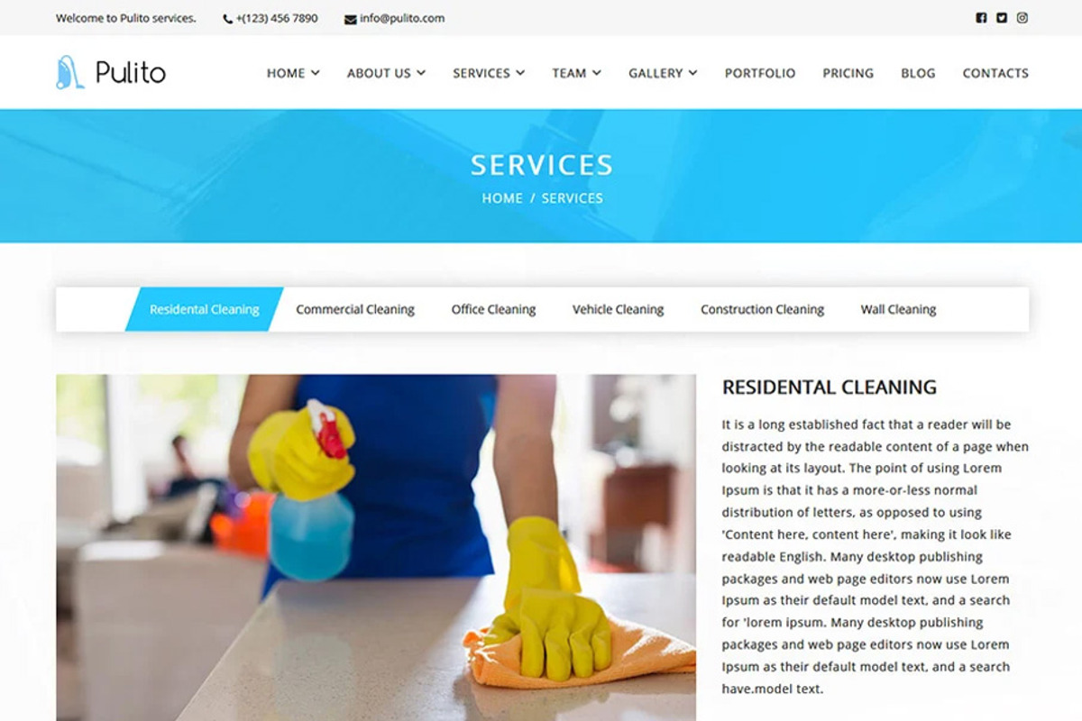Pulito - Cleaning Services WordPress, a WordPress Template by NetGon ...