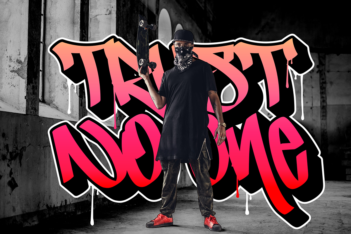 Block Tags - Realistic Graffiti Font, a Blackletter Font by figuree studio
