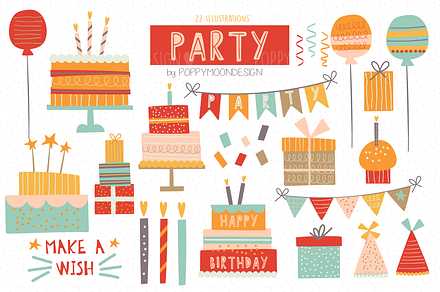 Children Birthday Party Clipart | Illustrations ~ Creative Market