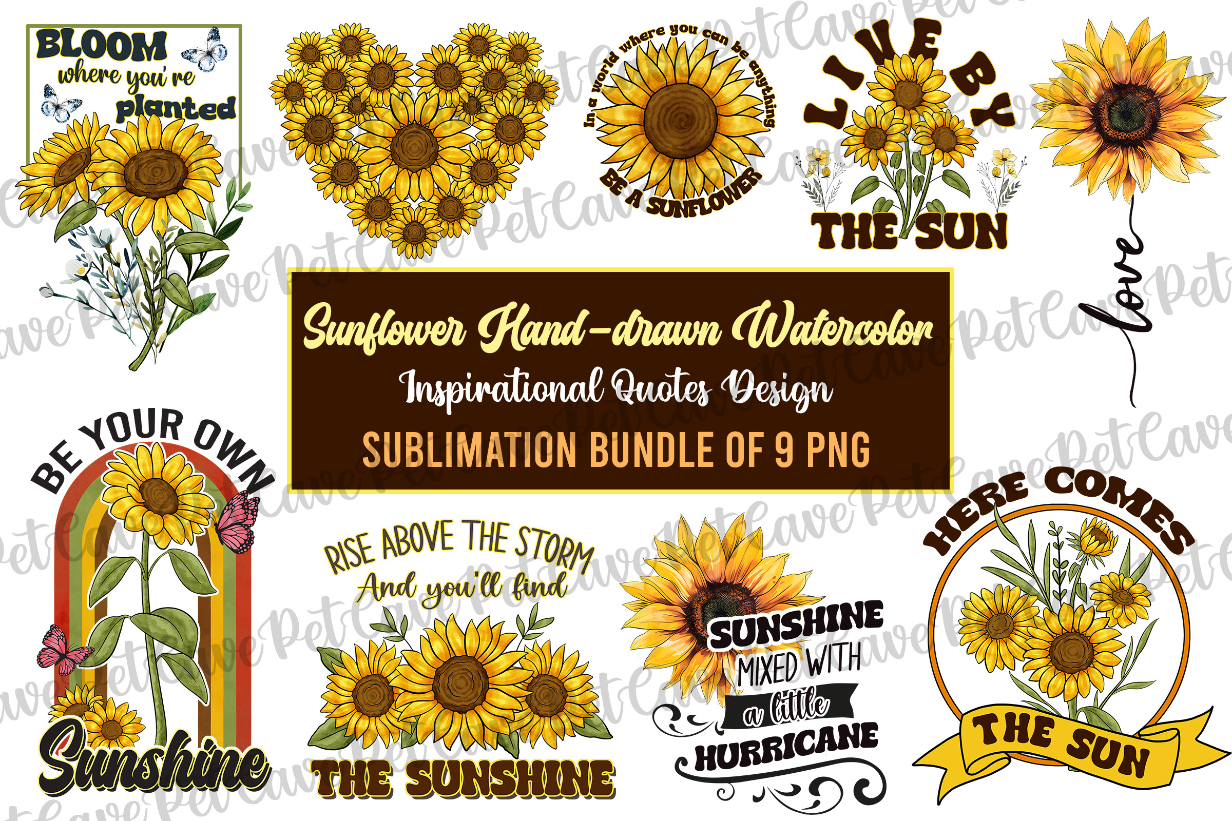 Sunflower Watercolor Design Bundle | Illustrations ~ Creative Market