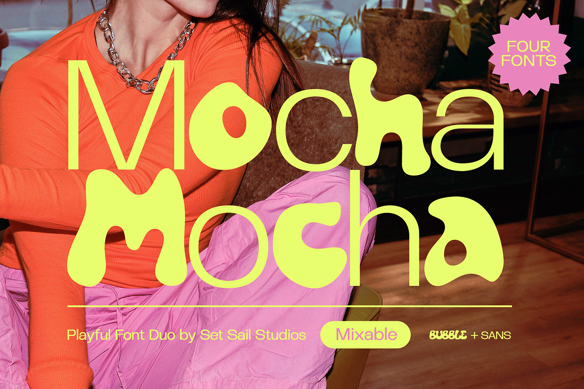 Mocha Bubble+Sans Font Duo, a Sans Serif Font by Sam Parrett | bubble sans | Creative Market