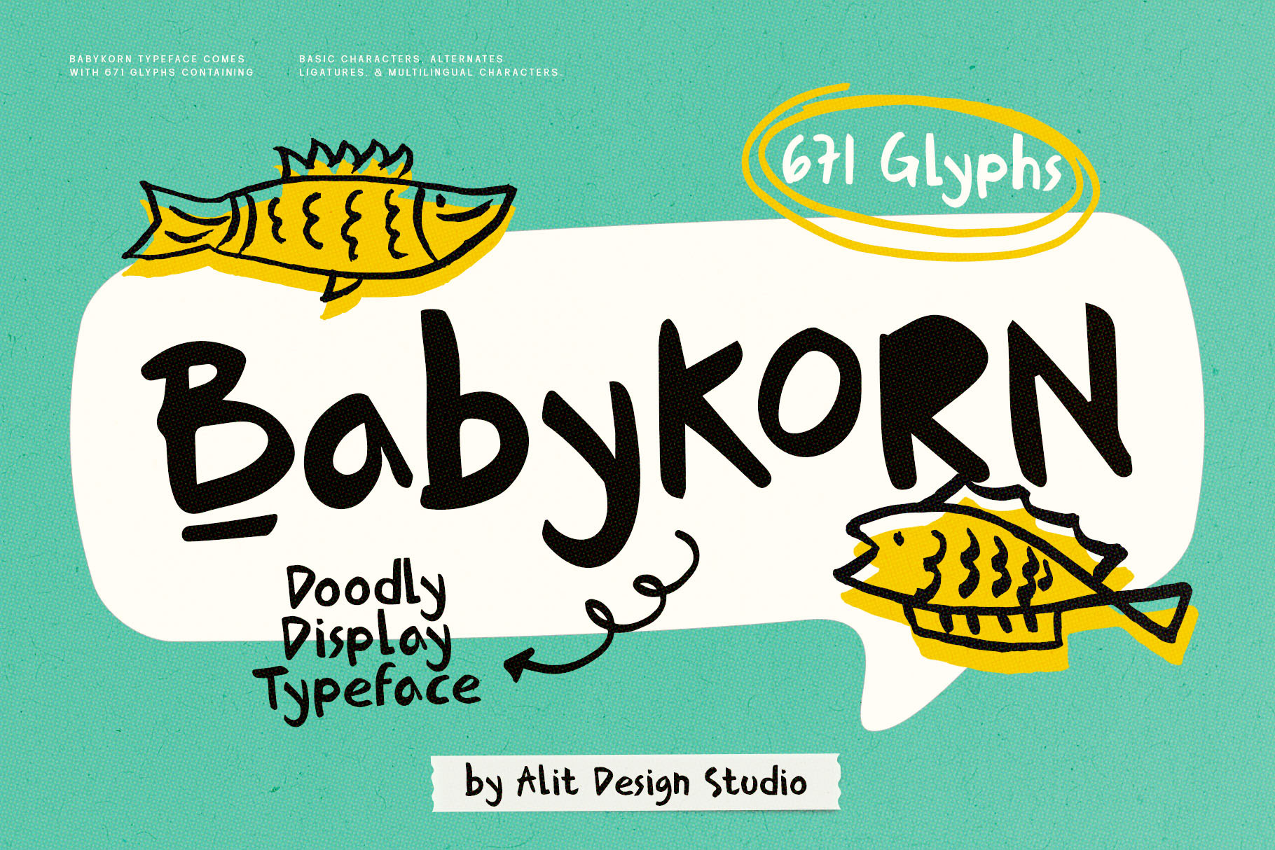Baby Korn Typeface, a Handwritten Font by alit design