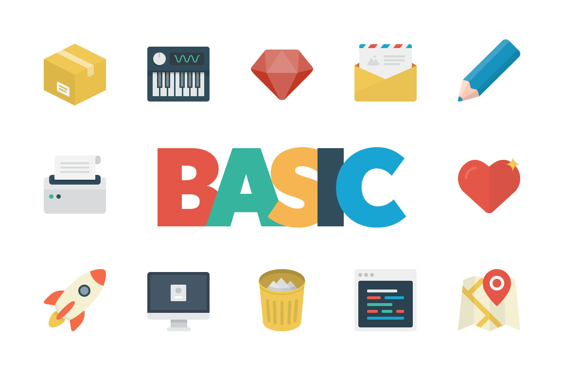 Basic Flat Icons and Vector Icons Set