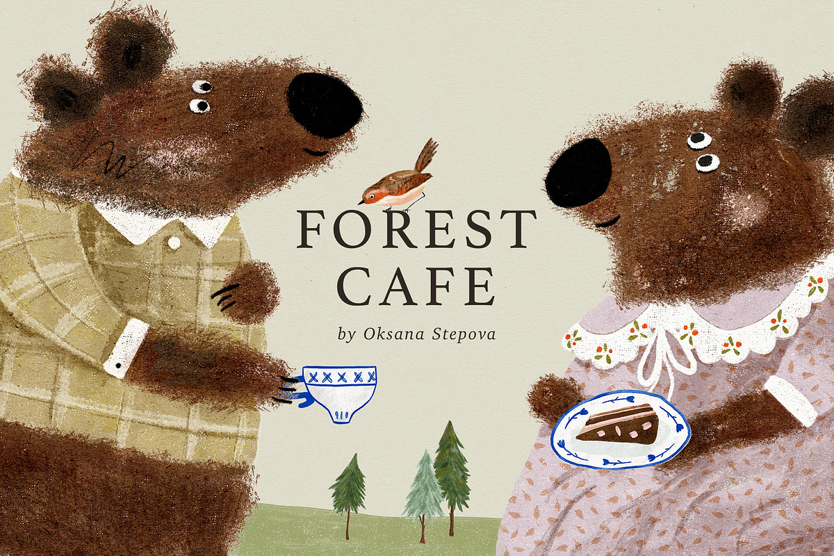 Forest Cafe Whimsical kids clipart