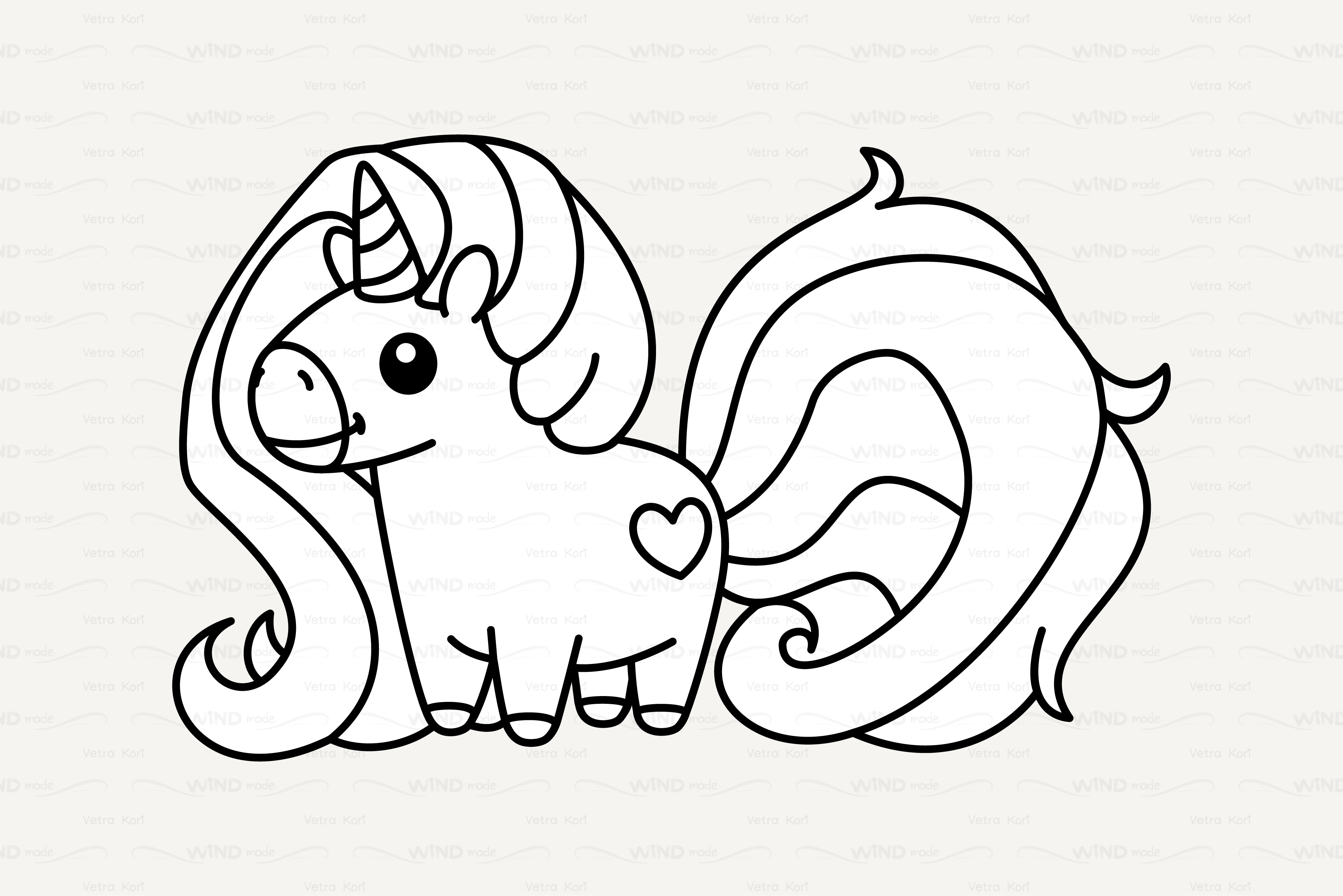vector Cute outline unicorn, a Pattern Graphic by WINDmade