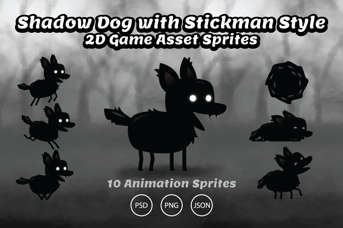 Shadow Dog with Stickman Style, an Illustration by Heavtryq Design