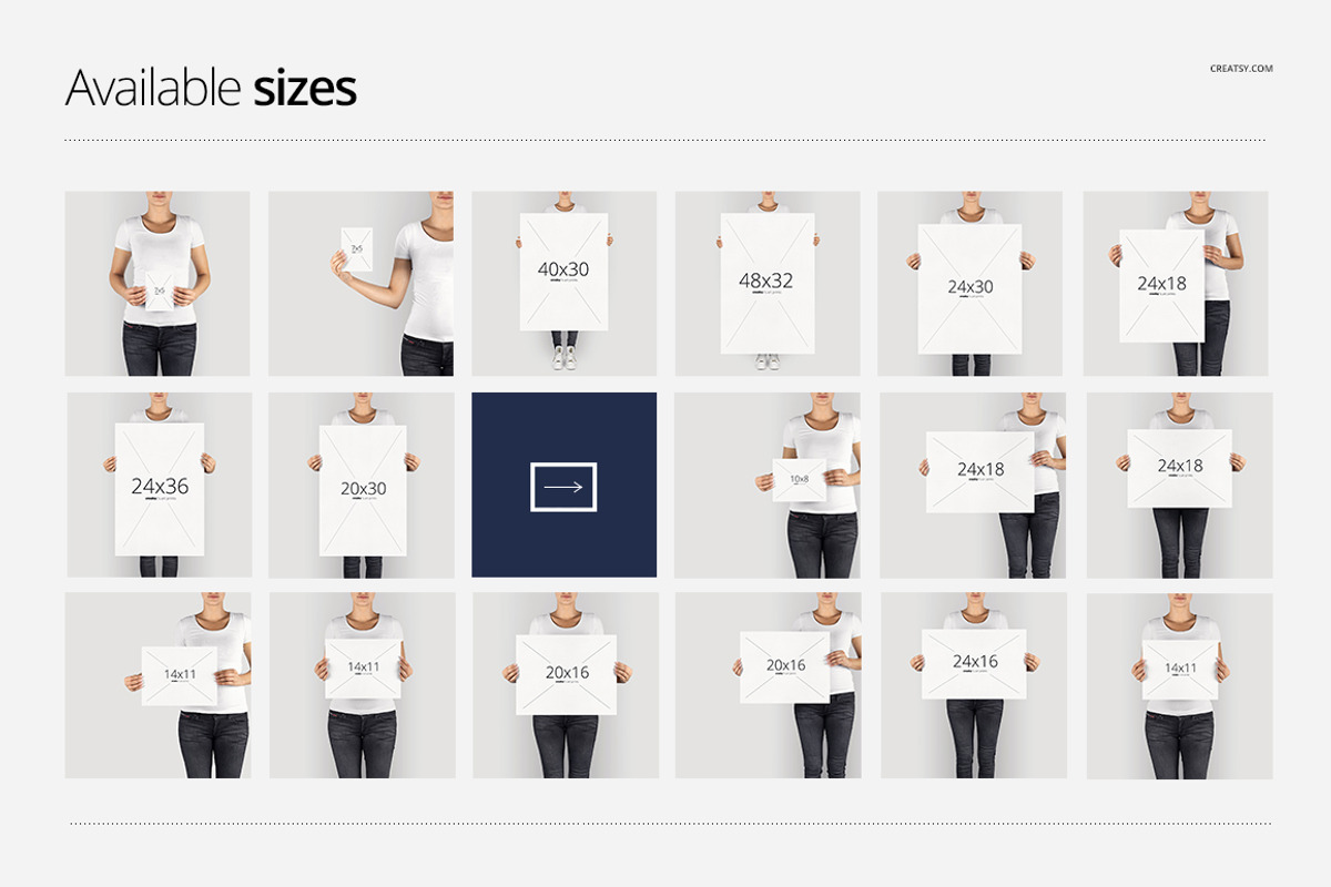 Art Print Many Sizes Mockup Set, a Print Template by creatsy4