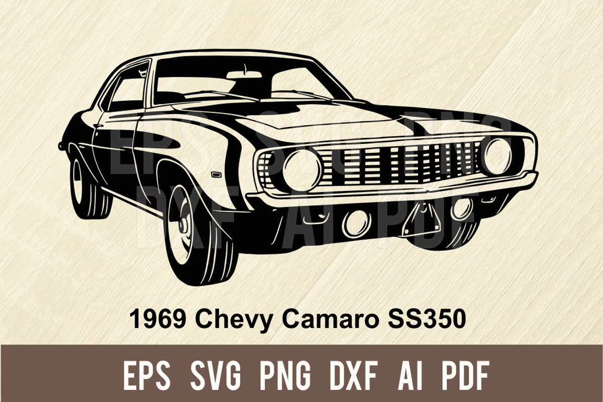 Chevy Camaro SS350 1969 Car SVG, an Illustration by Digital-Clipart