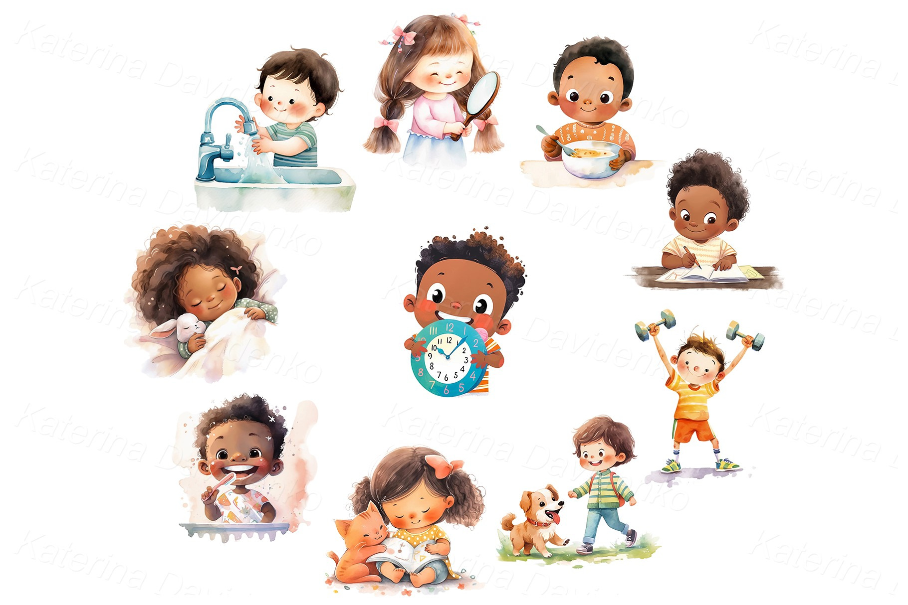Kids daily routine, regimen everyday, a Person Illustration by Bubert Art