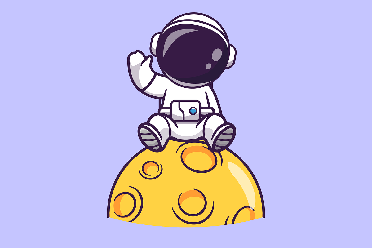 Cute Astronaut Sitting On Moon, a Technology Illustration by Catalyst Labs