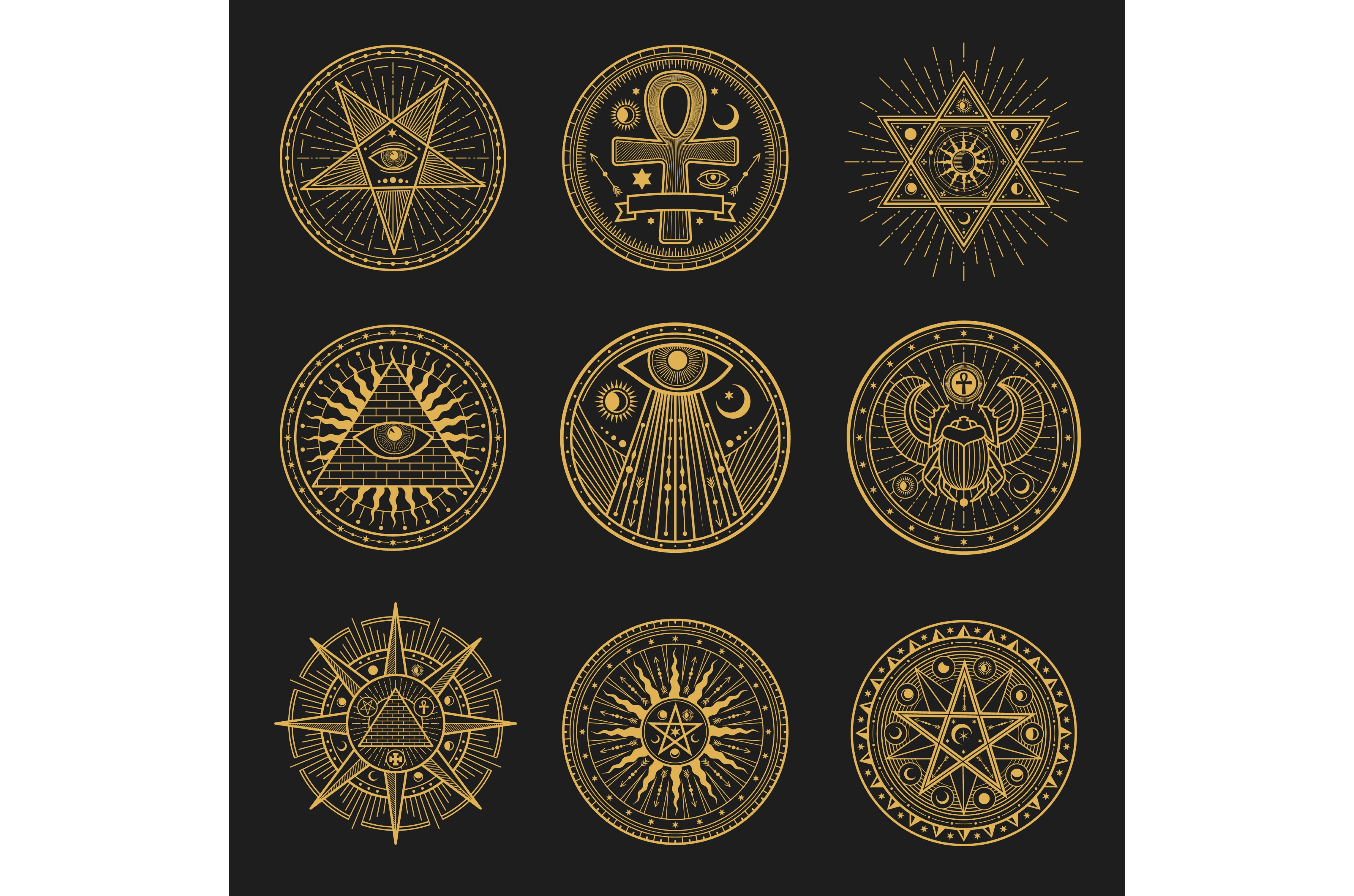 Occult signs, occultism, alchemy, an Illustration by Vector Tradition ...