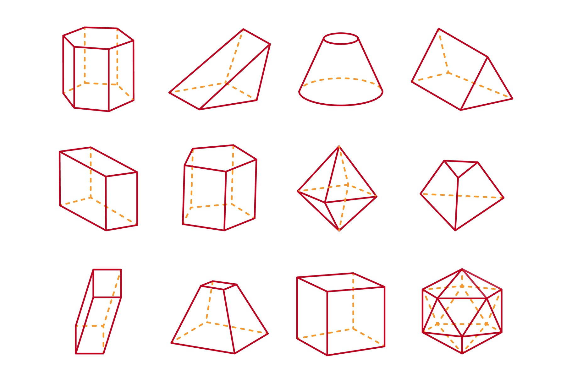 Cube and Cone with Flat Top Vector Illustration, an Object Graphic by ...