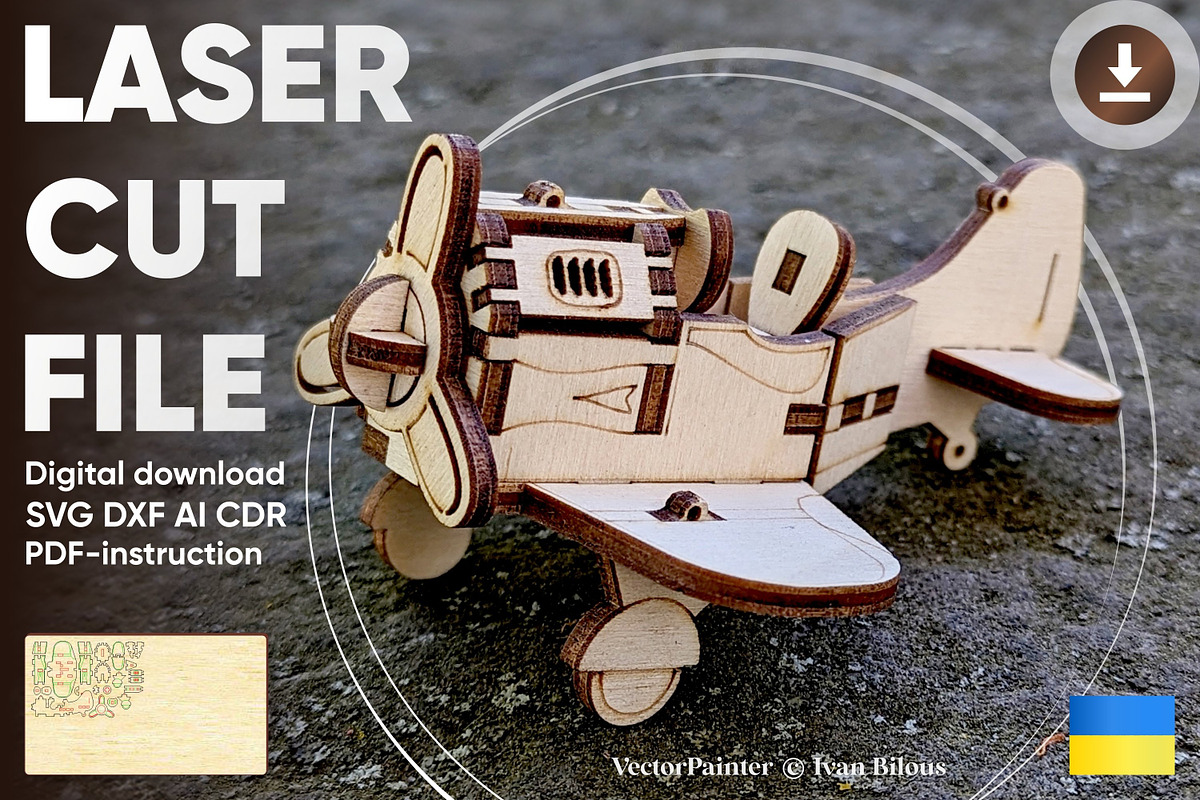 Cartoon Airplane - Laser Cut Files