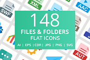 148 Files & Folders Flat Icons, an Outline Icon by IconBunny