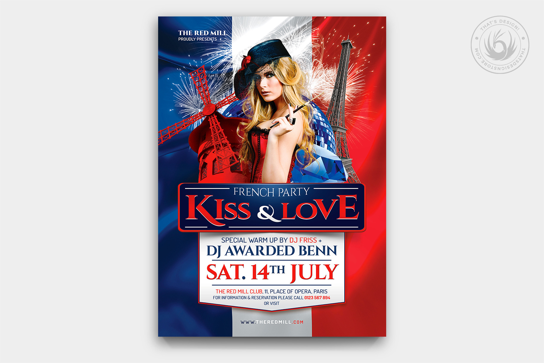 French Party Flyer PSD Design Template