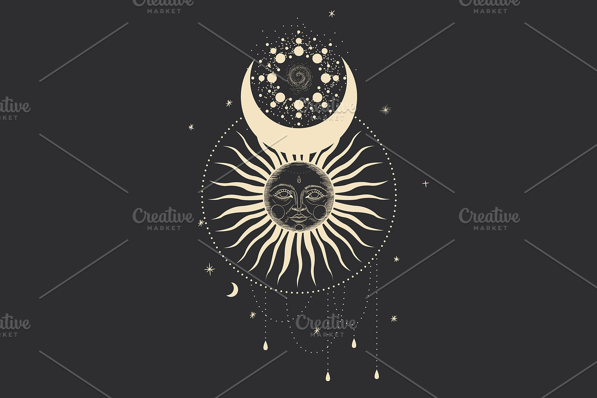 Cosmic signs and symbols, a Decorative Illustration by Chikovnaya