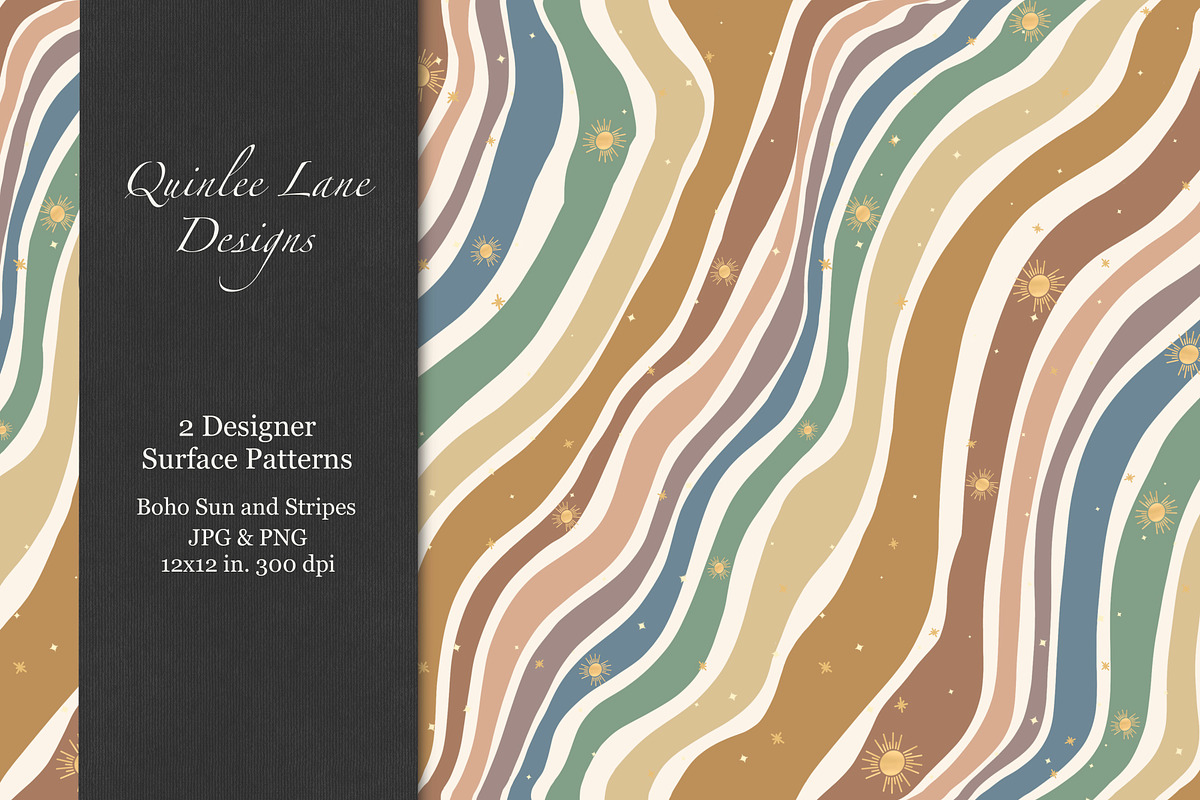 70s Retro Sun and Stripes Pattern, a Pattern Graphic by Quinn Lane Designs