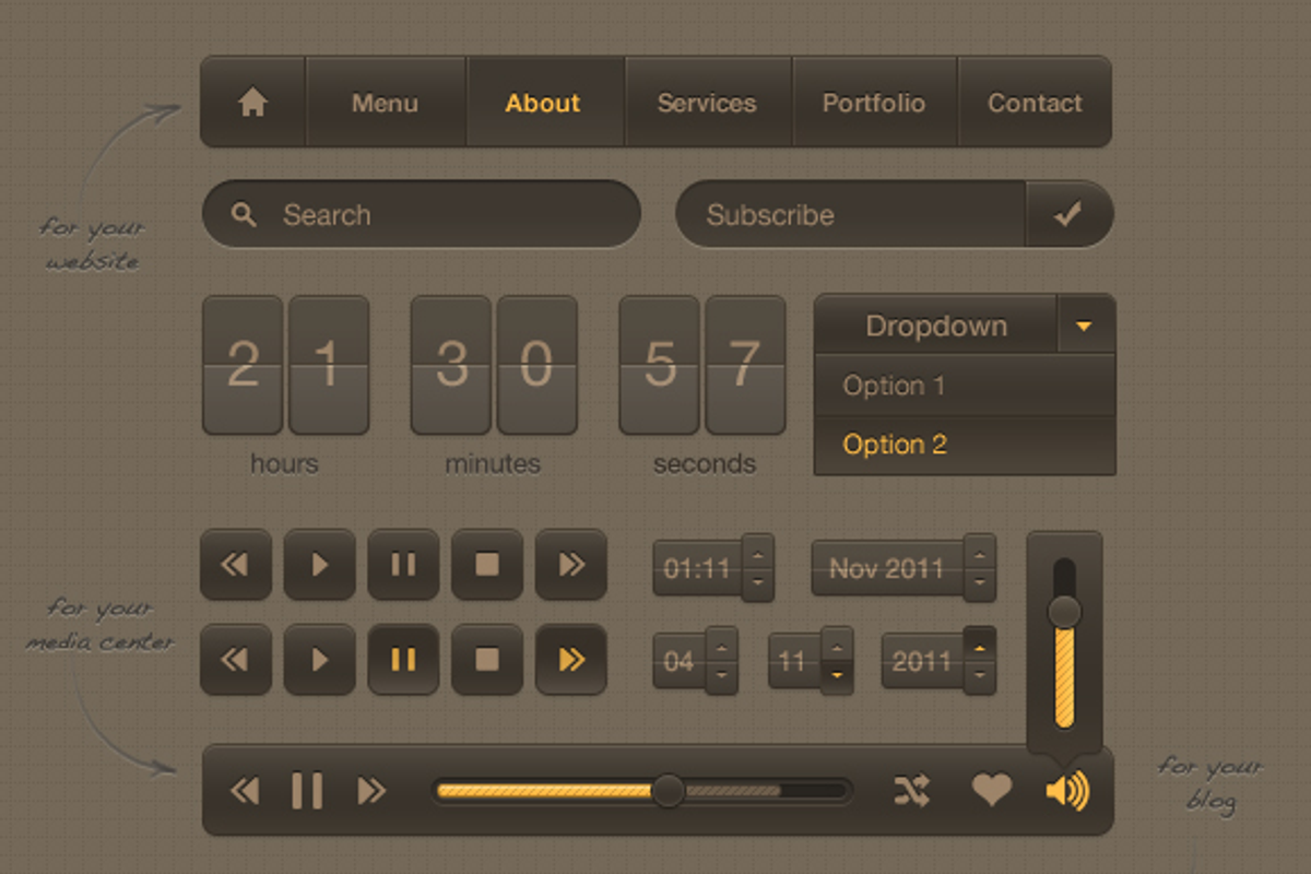 Smooth Dark UI Kit, an UI Kit Template by Pixlsby.me