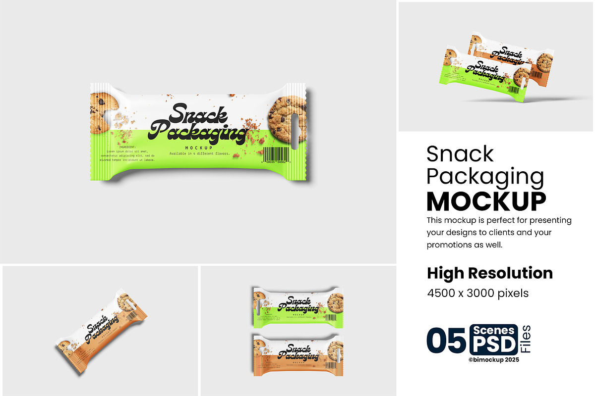 Snack Packaging Mockup, a Packaging Mockup by bimockup