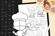 50 Procreate Chibi Cooking Poses Stamp