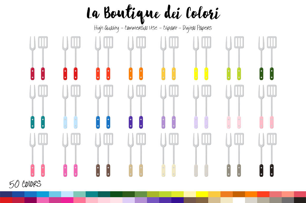 50 Rainbow Utensils Clip Art, an Illustration by La Boutique dei Colori ...