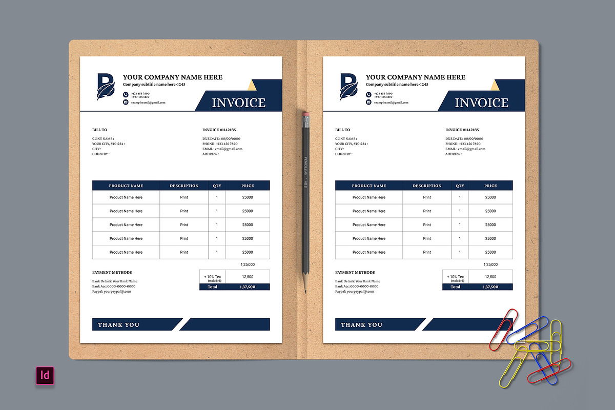 Premium Invoice Template/InDesign, a Stationery Template by Design Zone