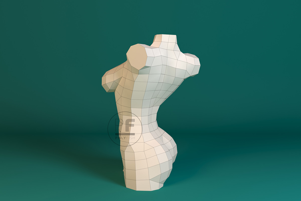 DIY Female torso 3D model template, a Templates & Theme by PolyFish