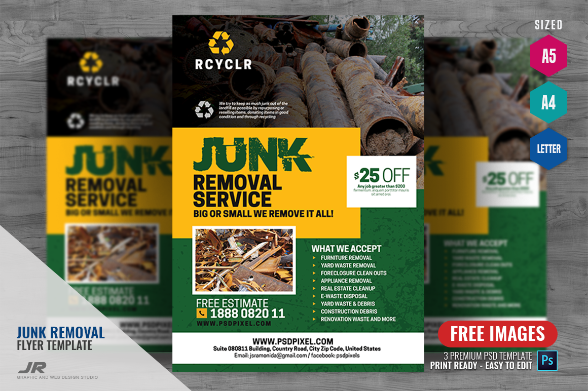 Junk and Trash Removal Flyer, a Flyer Template by PSDPixel