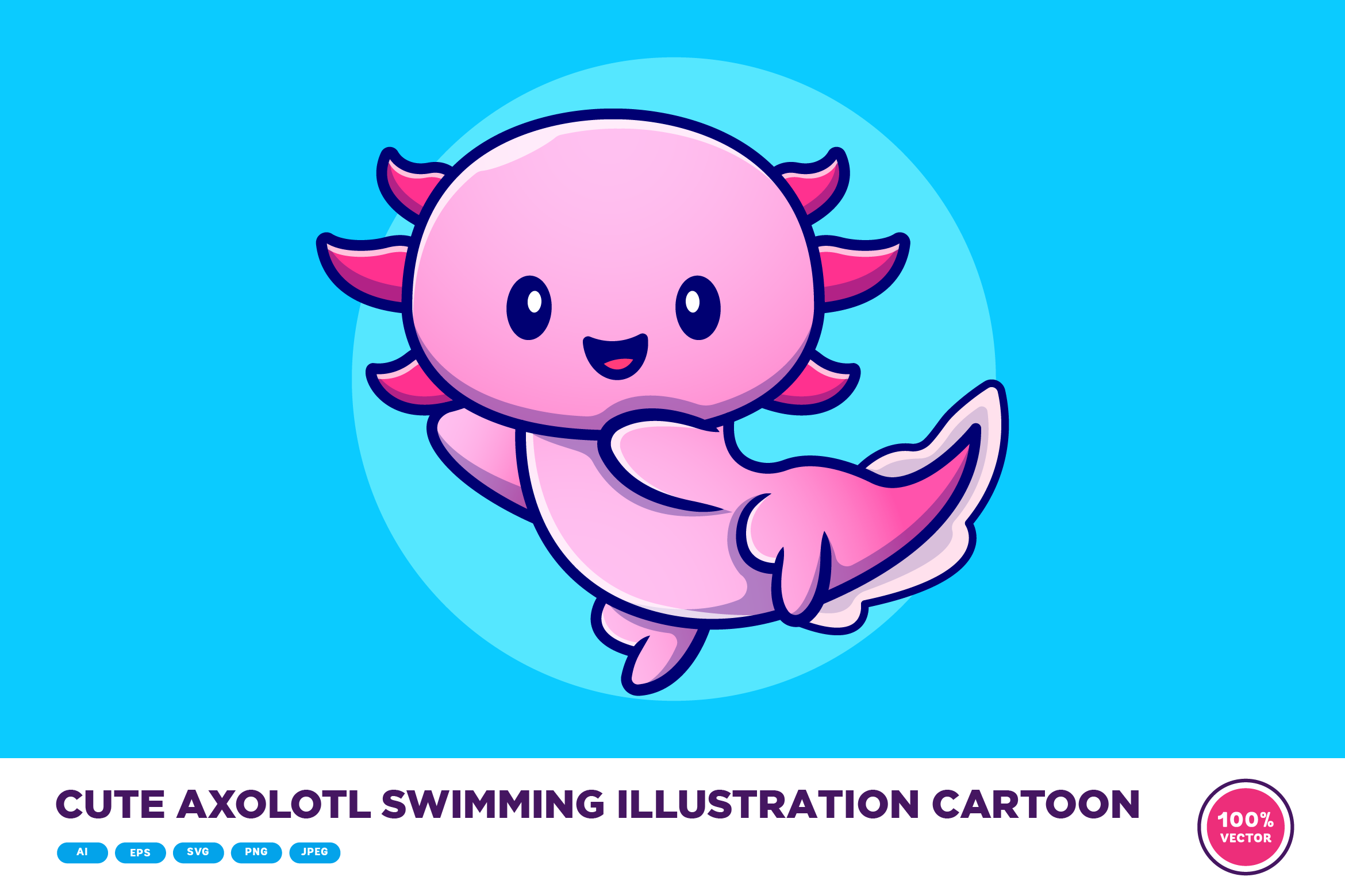 Cute Axolotl Swimming Illustration, an Animal Illustration by Catalyst ...
