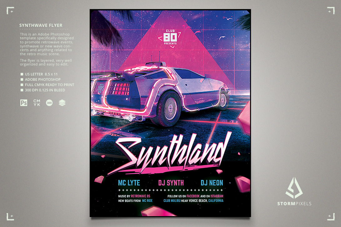 Synthwave Flyer v2 Retrowave Poster, a Flyer Template by Storm Pixels ...