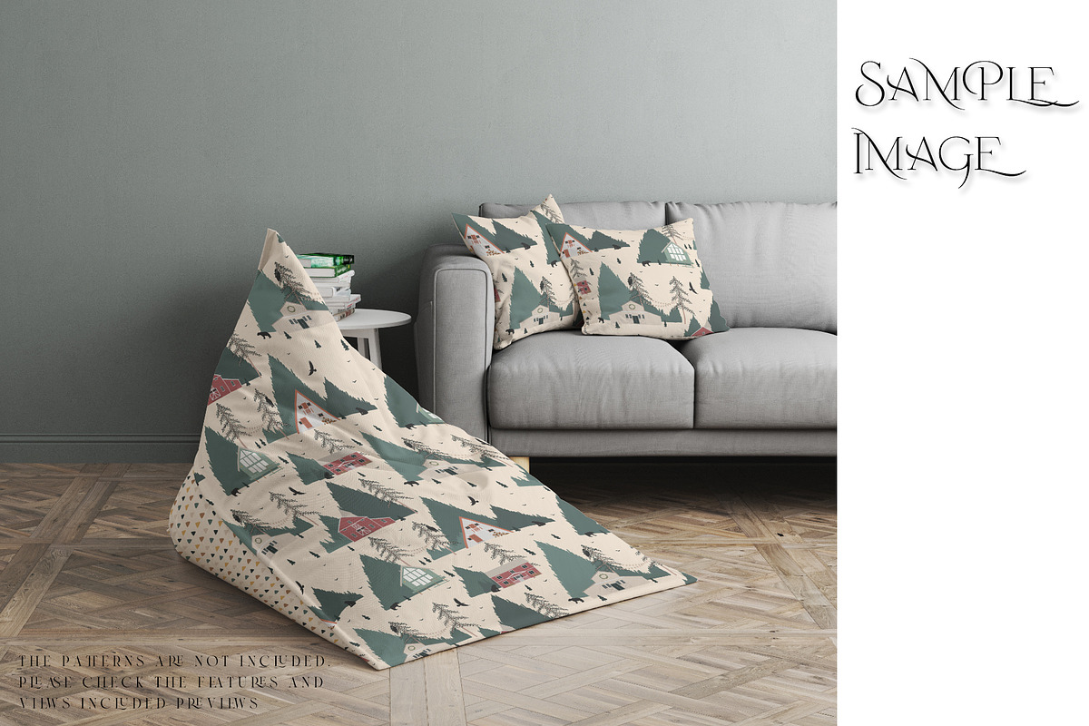 3 Types of Triangle Bean Bag Chair, a Product Mockup by mock-ups