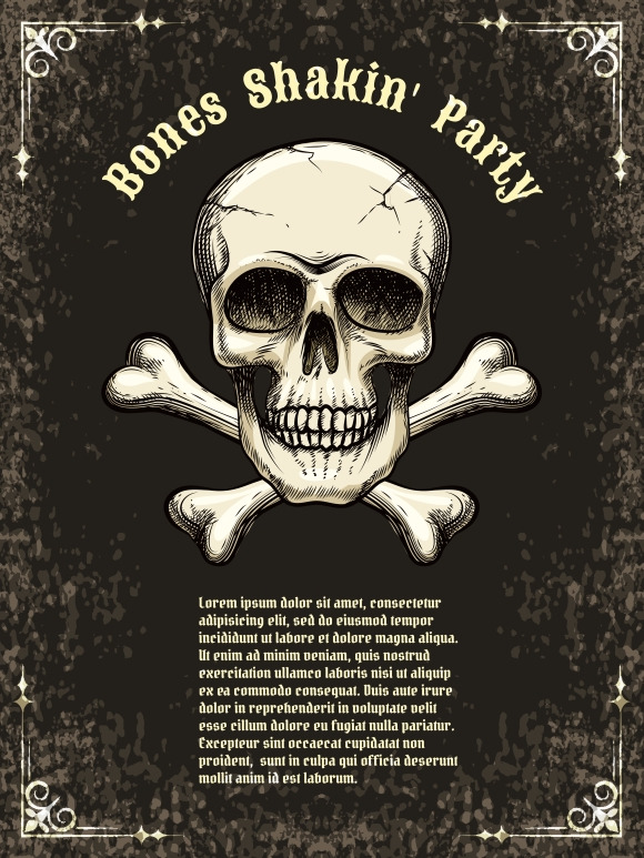 Vector skull frame poster template, a Decorative Illustration by ...