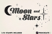 Moon and Stars Procreate Stamps, a Brush Add-On by mood2moon
