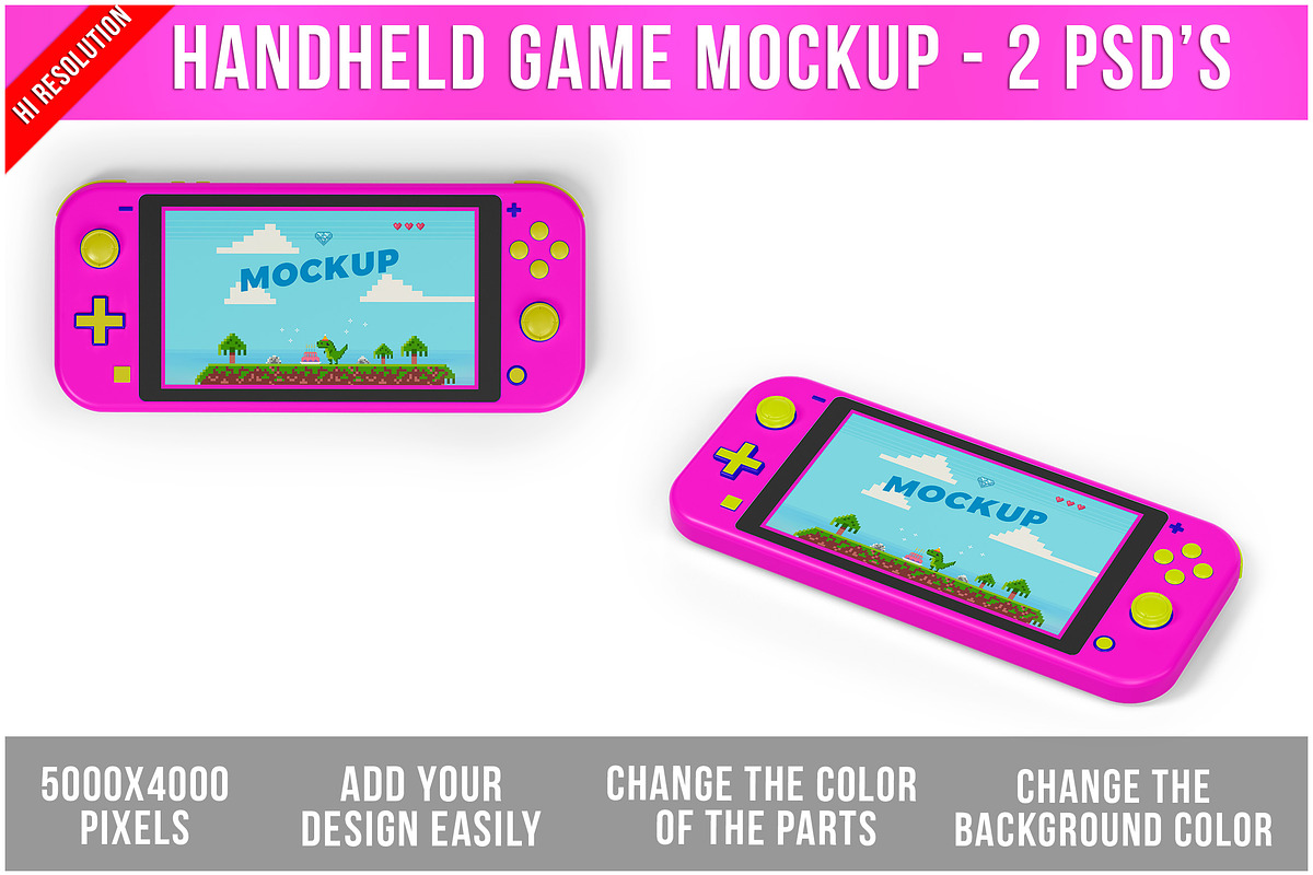 Handheld Game Console Mockup PSD, an Advertising Mockup by Bruno's Shop