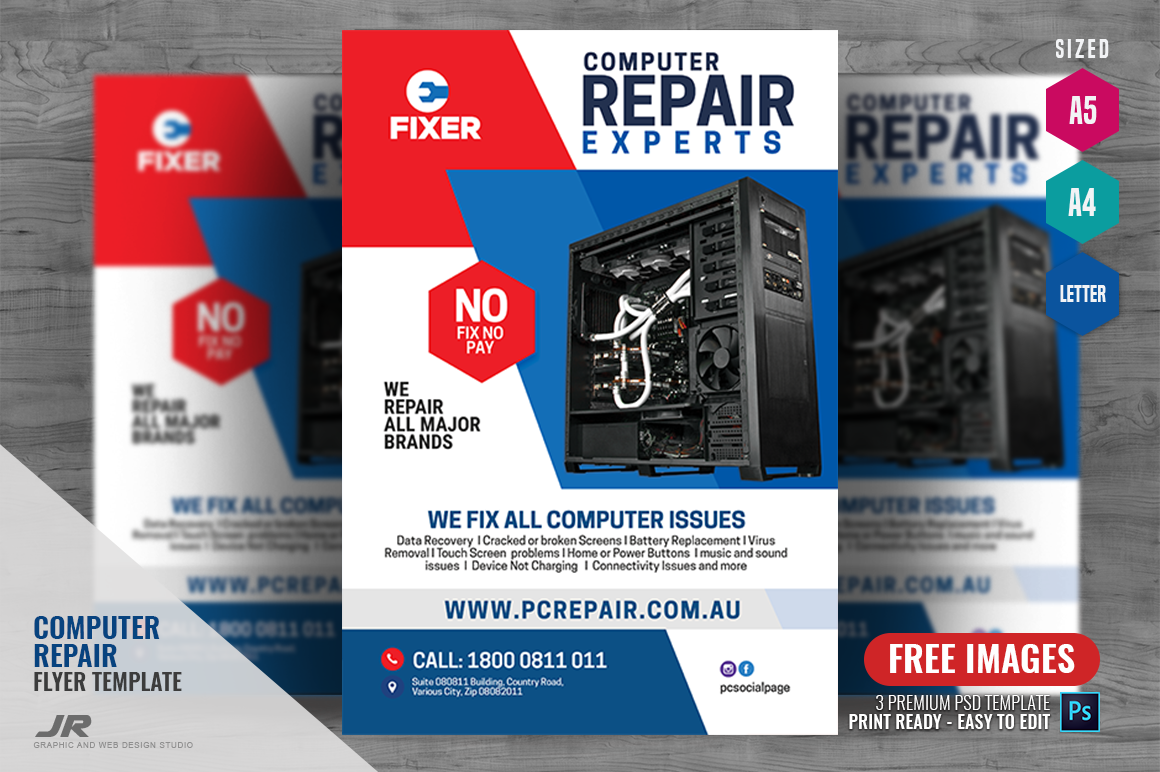 Macbook and PC Repair Flyer, a Flyer Template by PSDPixel