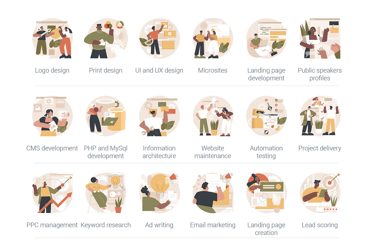 Sandy: 60 vector illustrations vol.1, a Templates & Theme by Visual ...