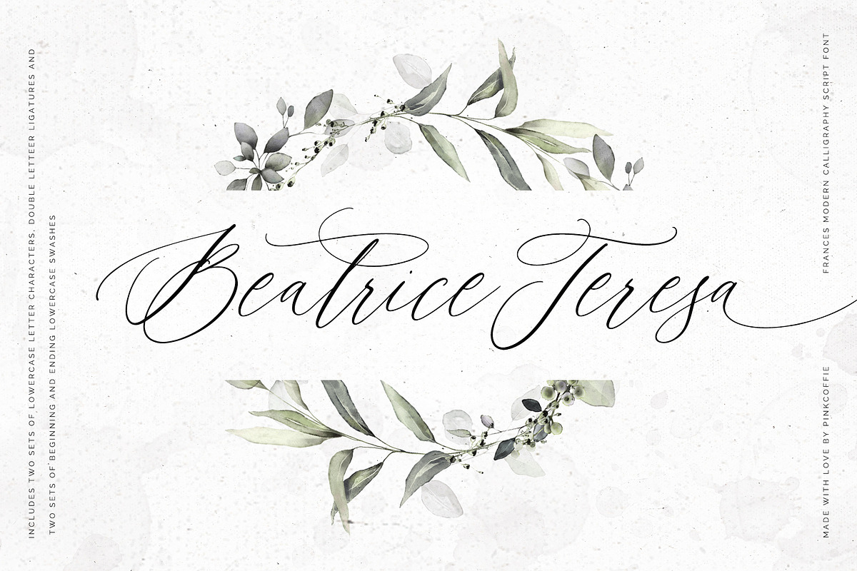 Frances | Modern Calligraphy Script, a Script Font by Pink Coffie